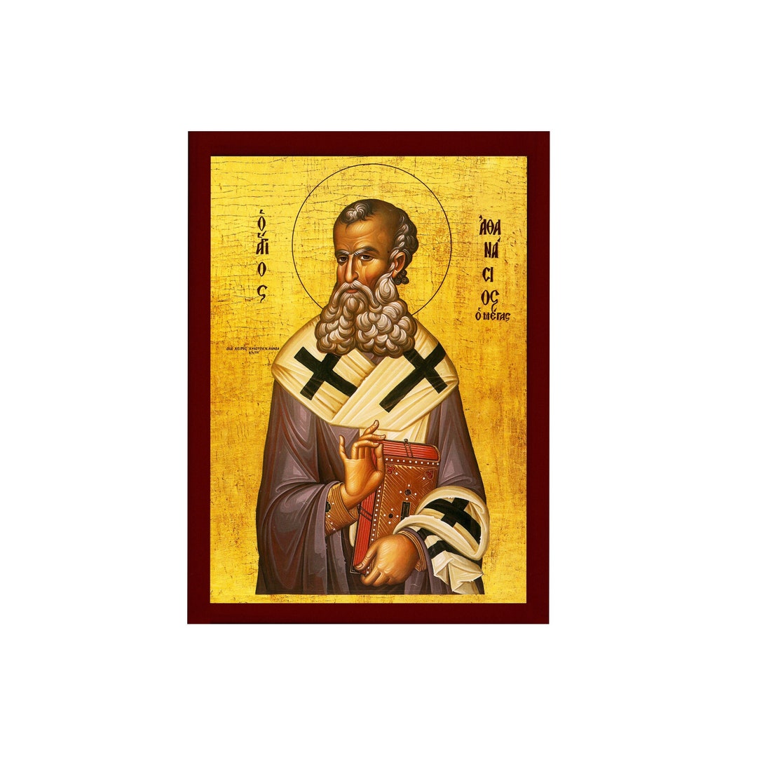 Saint Athanasius Icon of Alexandria, Greek Handmade Orthodox Icon of St ...