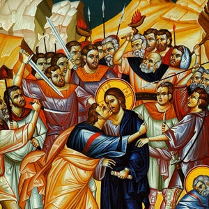 The Betrayal of Jesus Christ by Judas Iscariot Icon, Handmade Greek ...