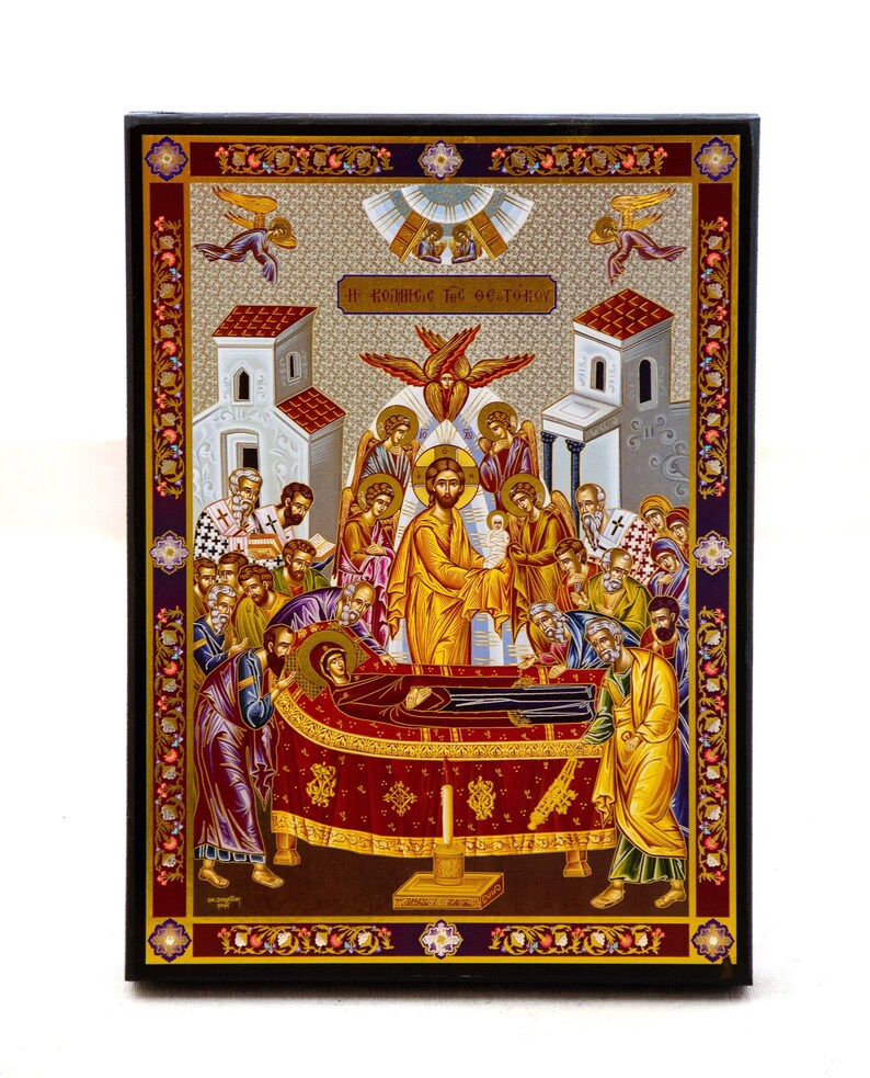 Dormition of Virgin Mary Icon Handmade Greek Orthodox Icon of - Etsy