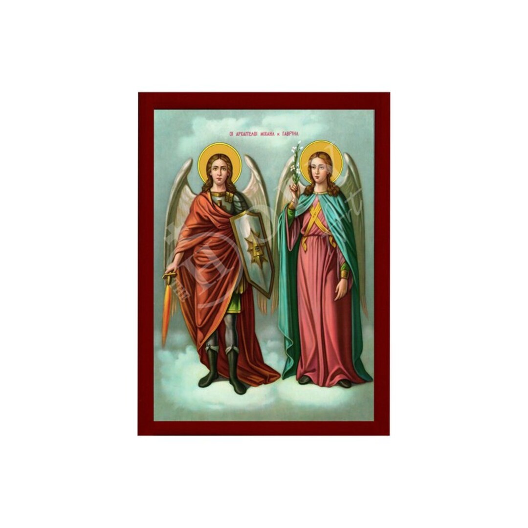 Archangel Michael & Archangel Gabriel Icon, Byzantine Art Wall Hanging ...
