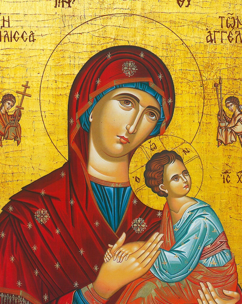 Virgin Mary Icon Panagia Handmade Greek Orthodox Icon Queen - Etsy