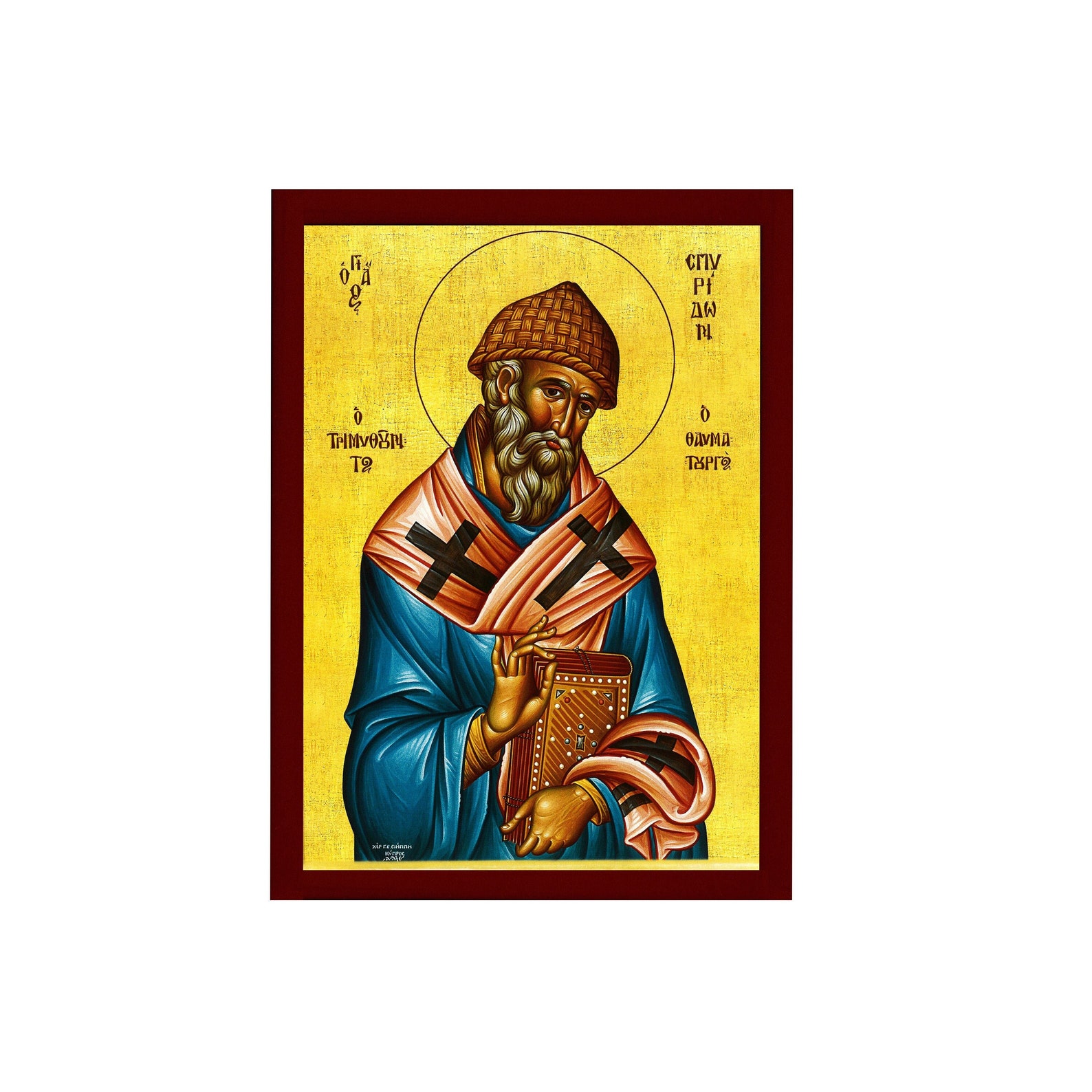 Saint Spyridon Icon, Handmade Greek Orthodox Icon of St Spyridon ...
