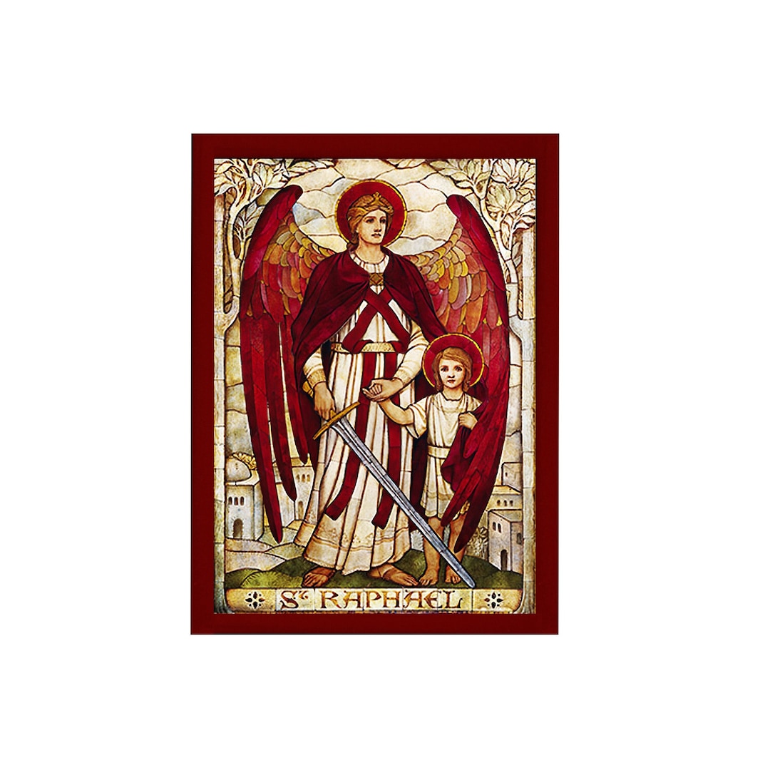 Archangel Raphael Icon, Handmade Greek Orthodox Icon of St Raphael ...