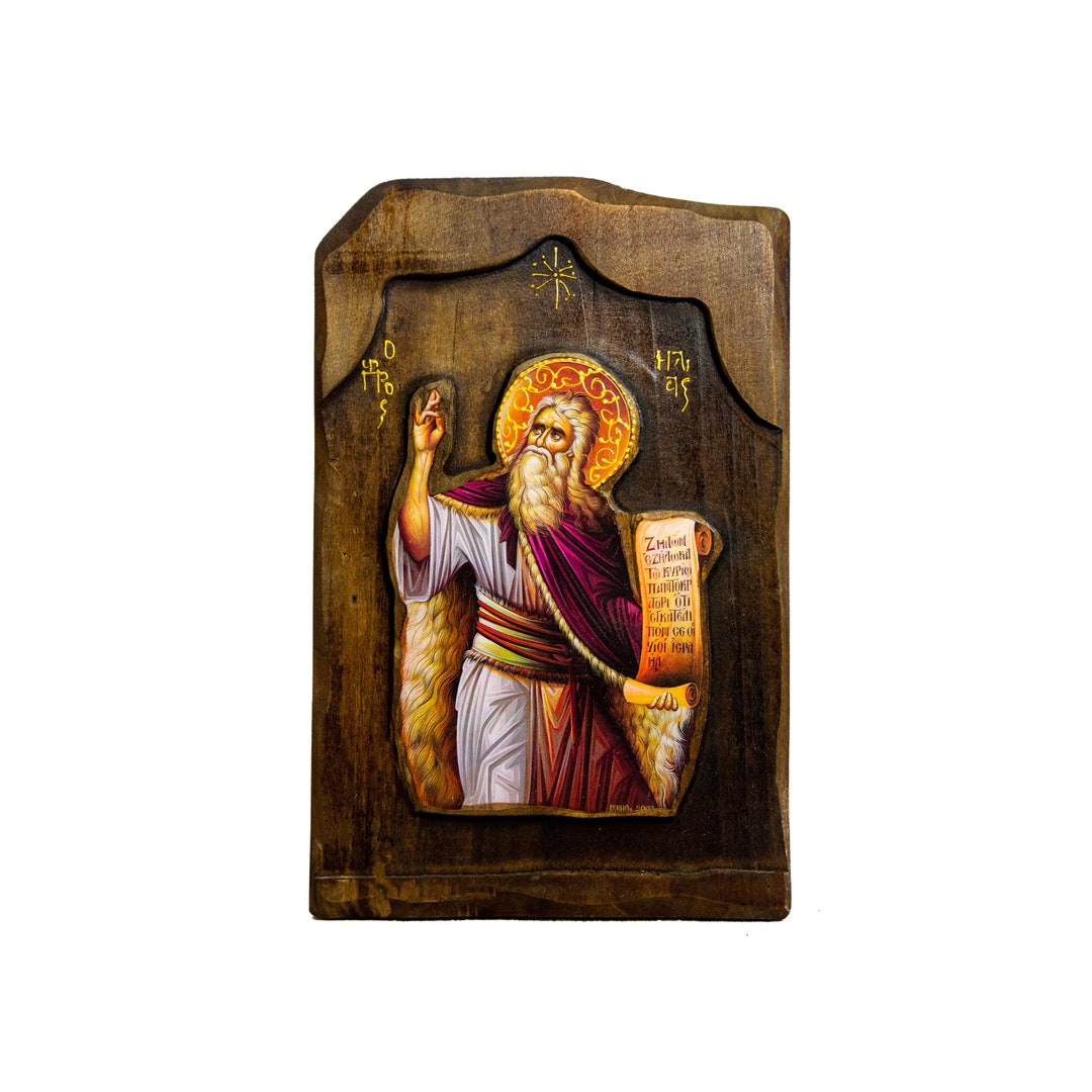 Prophet Elijah Icon, Handmade Greek Orthodox Icon of Saint Elias ...