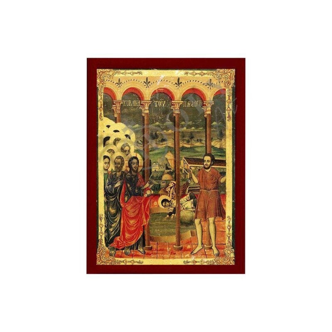 The Sunday of the Paralytic Jesus Christ Icon Handmade Greek Orthodox ...