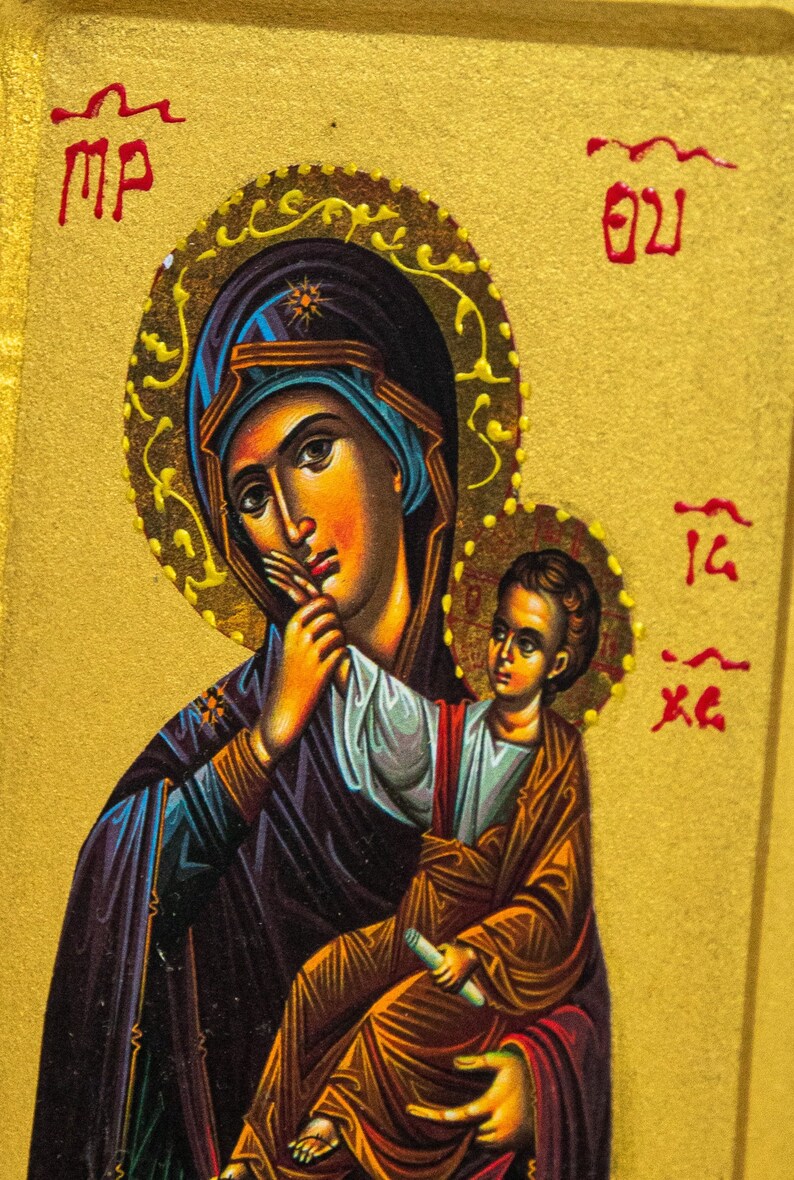 Virgin Mary Icon Panagia Paramythia Handmade Greek Orthodox | Etsy