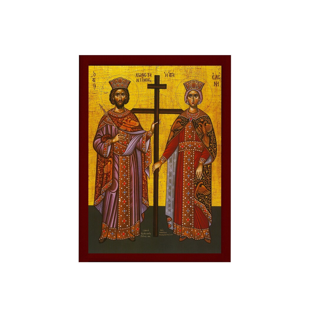 Saint Constantine Icon & Saint Helen Icon, Handmade Greek Christian ...
