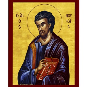 Saint Luke the Apostle Icon, Handmade Greek Orthodox Icon of Apostle ...