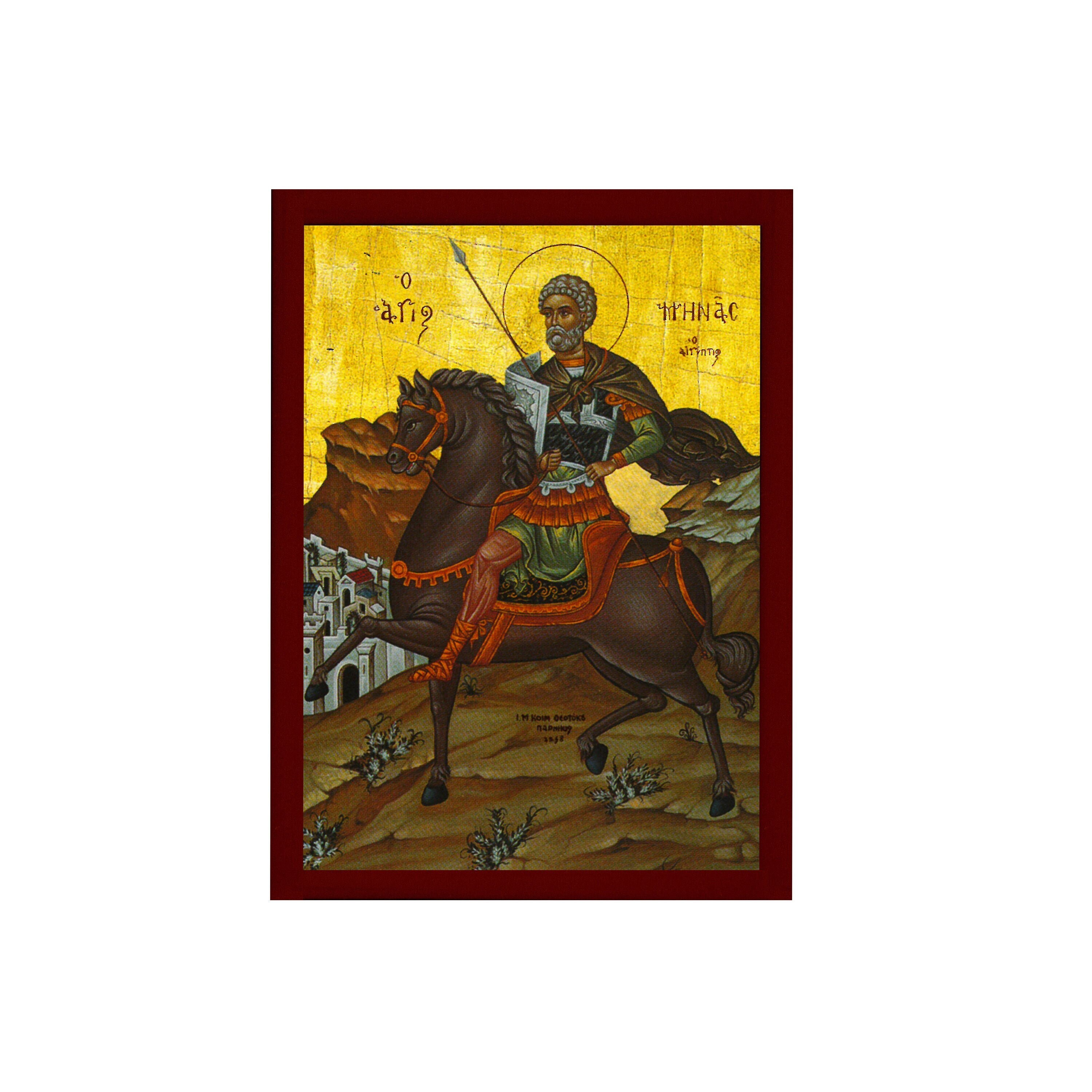 Saint Menas Icon Handmade Greek Orthodox Icon St Menas of - Etsy