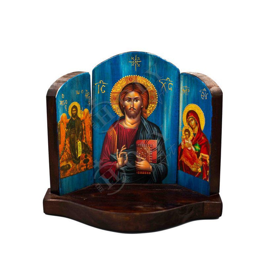 Christian Iconostasis With Jesus Christ St John Forerunner Virgin Mary ...