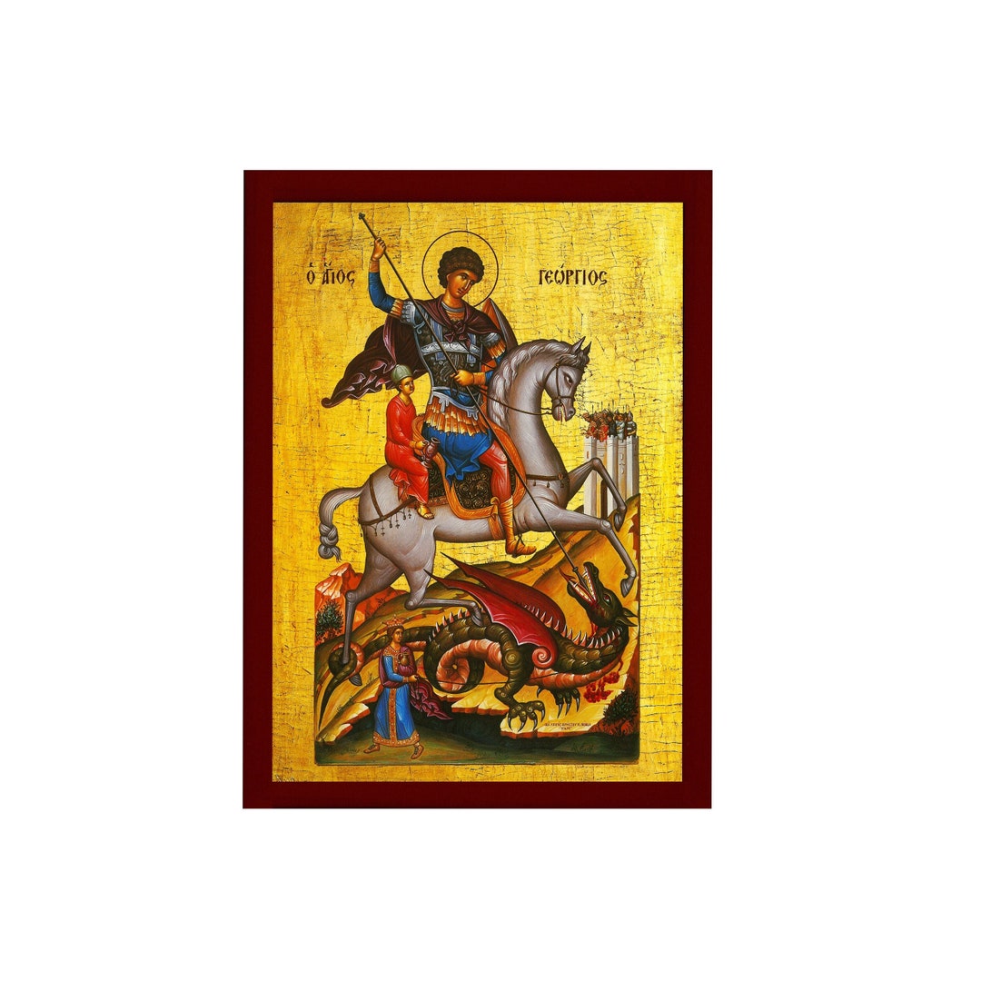 Saint George Icon, Handmade Greek Orthodox Icon of St George, Byzantine ...