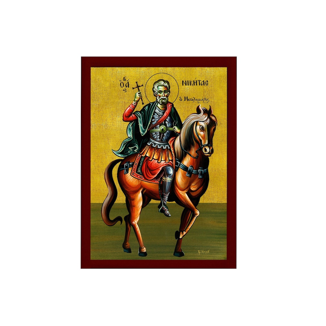 Saint Nicetas Icon, Handmade Greek Orthodox Icon of Saint Nikitas the ...
