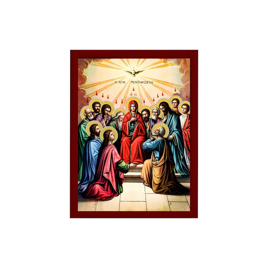 The Pentecost Icon, Handmade Greek Orthodox Icon of Holy Spirit ...