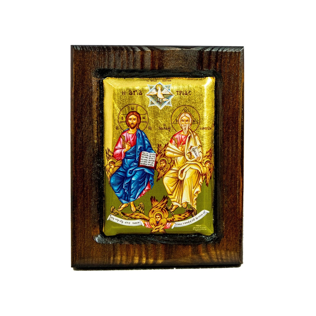 The Holy Trinity Icon, Jesus Christ Handmade Greek Orthodox Icon ...