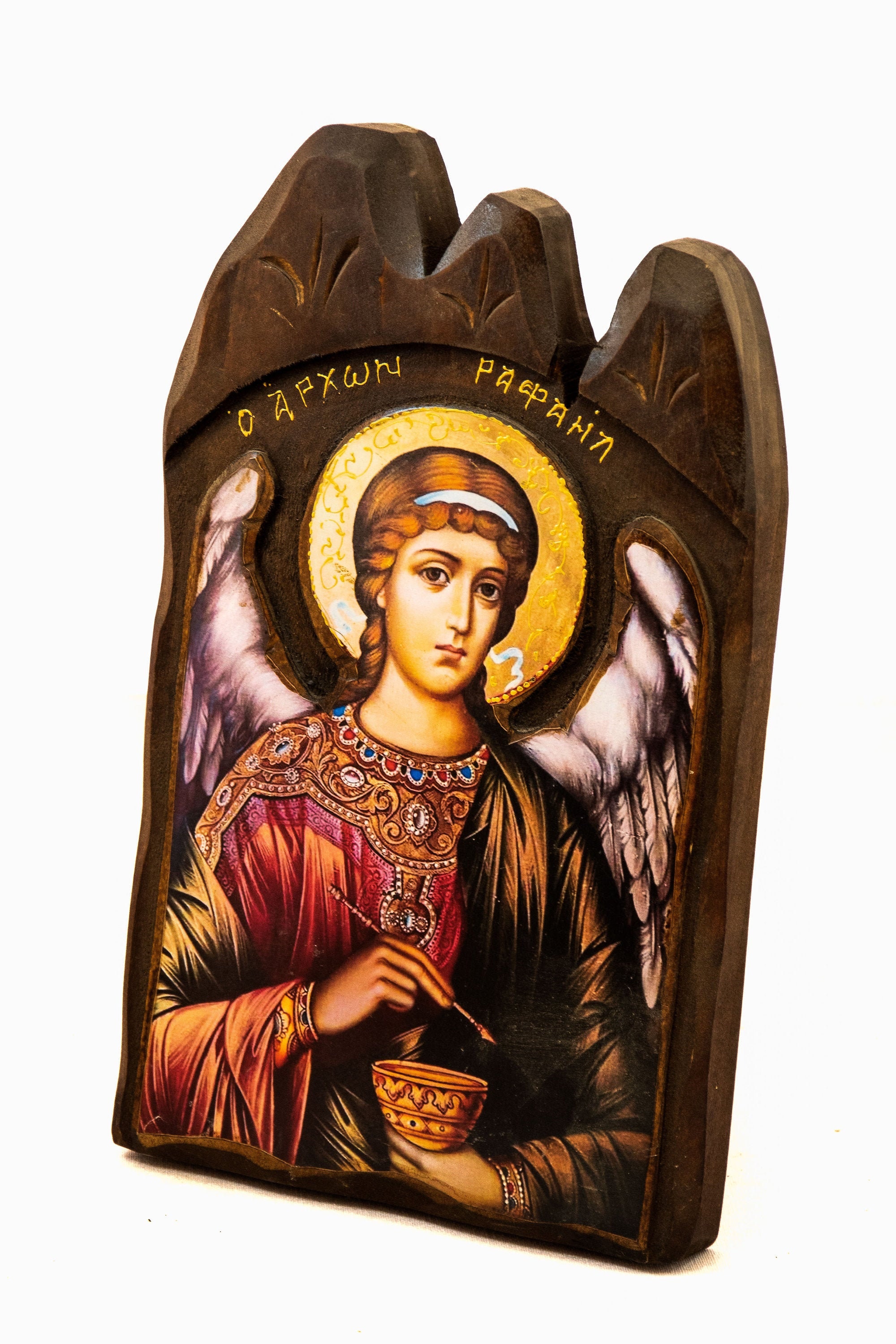Archangel Raphael Icon Handmade Greek Orthodox Icon - Etsy