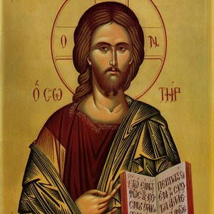 Jesus Christ Icon Savior, Handmade Greek Orthodox Icon of Our Lord ...