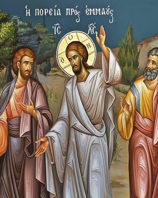 Road to Emmaus Icon Handmade Greek Orthodox Icon of Jesus | Etsy