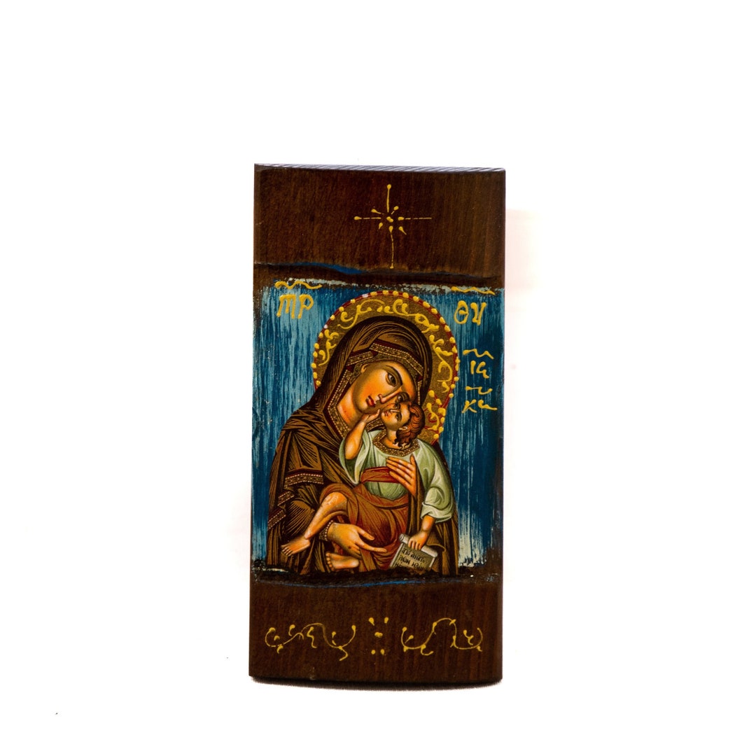 Icône de la Vierge Marie Panagia Eleousa, icône grecque orthodoxe faite ...