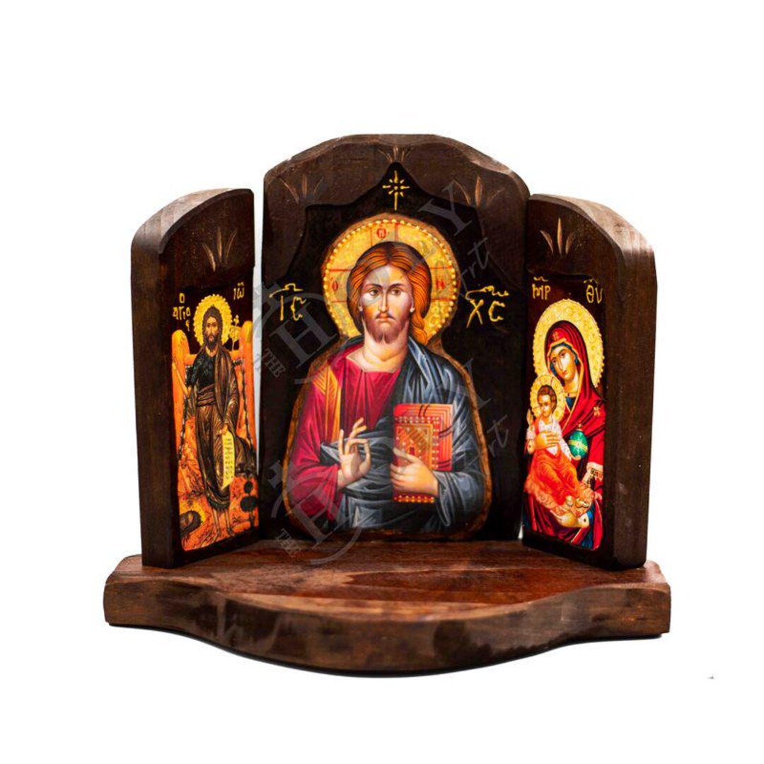 Christian Iconostasis With Jesus Christ St John Forerunner Virgin Mary ...