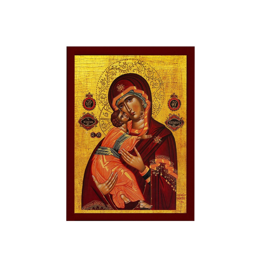 Virgin Mary Icon Panagia, Greek Christian Orthodox Icon, Mother of God ...