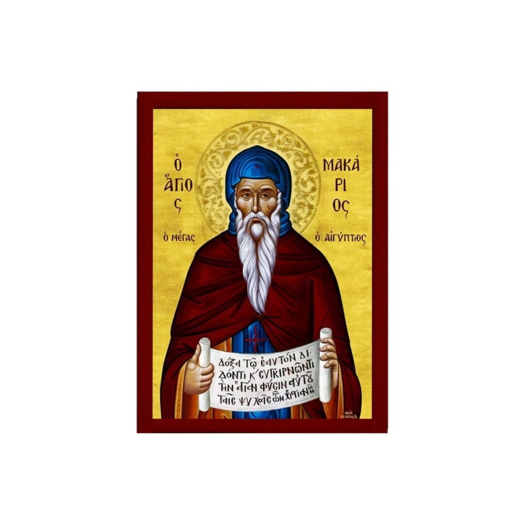 Saint Macarius Icon, Handmade Greek Orthodox Icon St Makarios of Egypt ...