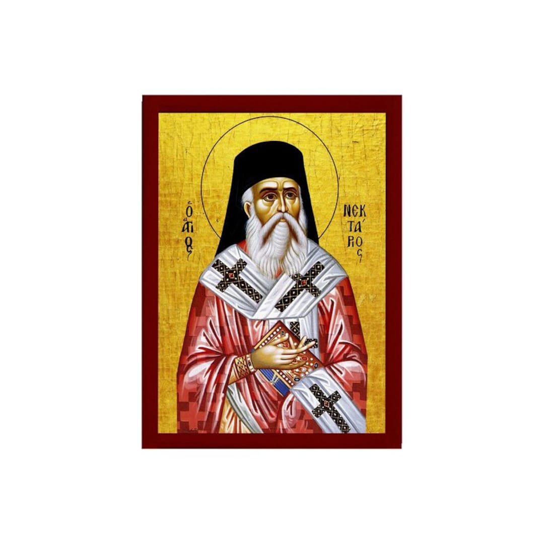 Saint Nectarios Icon of Aegina, Greek Handmade Orthodox Icon of St ...