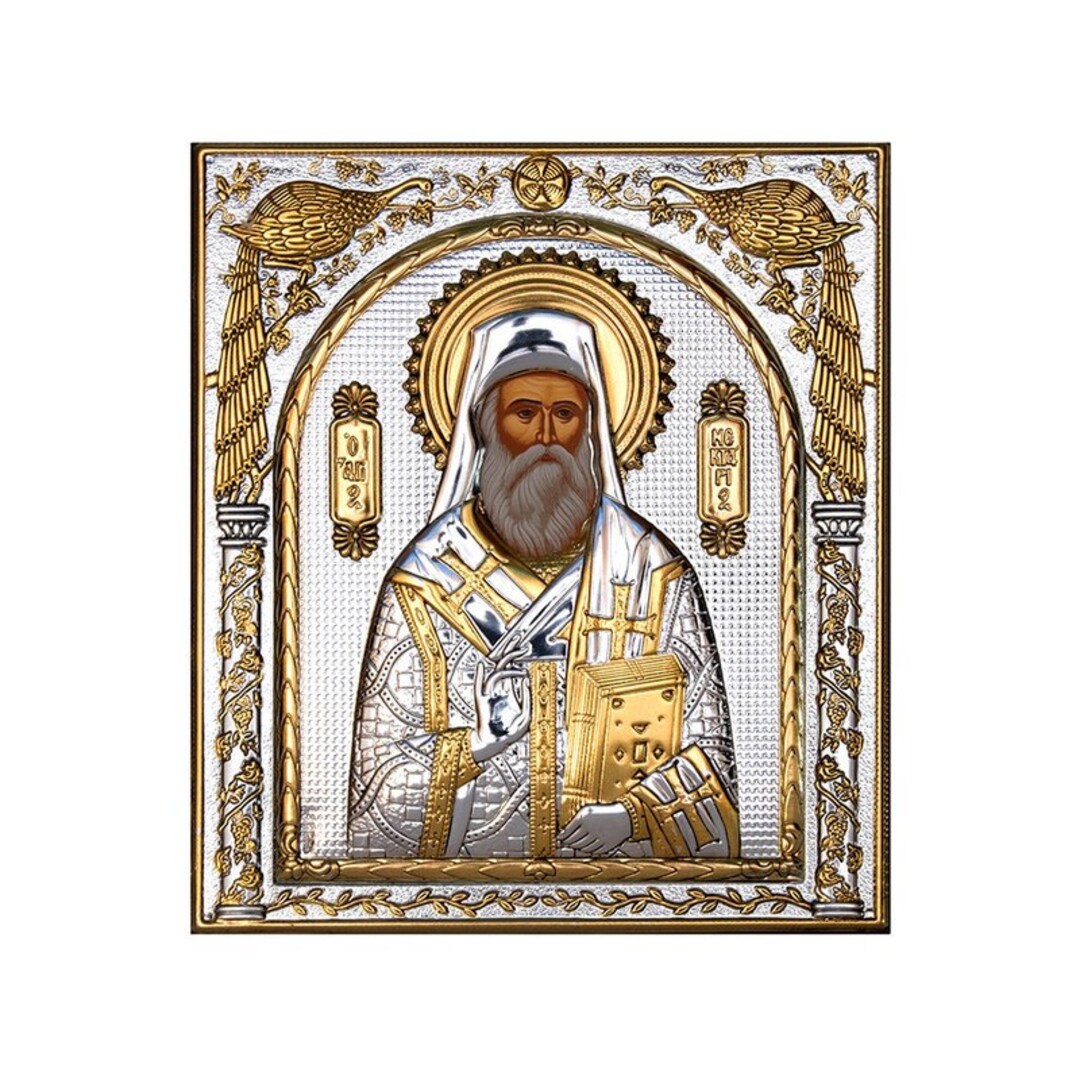 Icono de San Nectarios de Aegina, icono ortodoxo griego de plata 999 ...