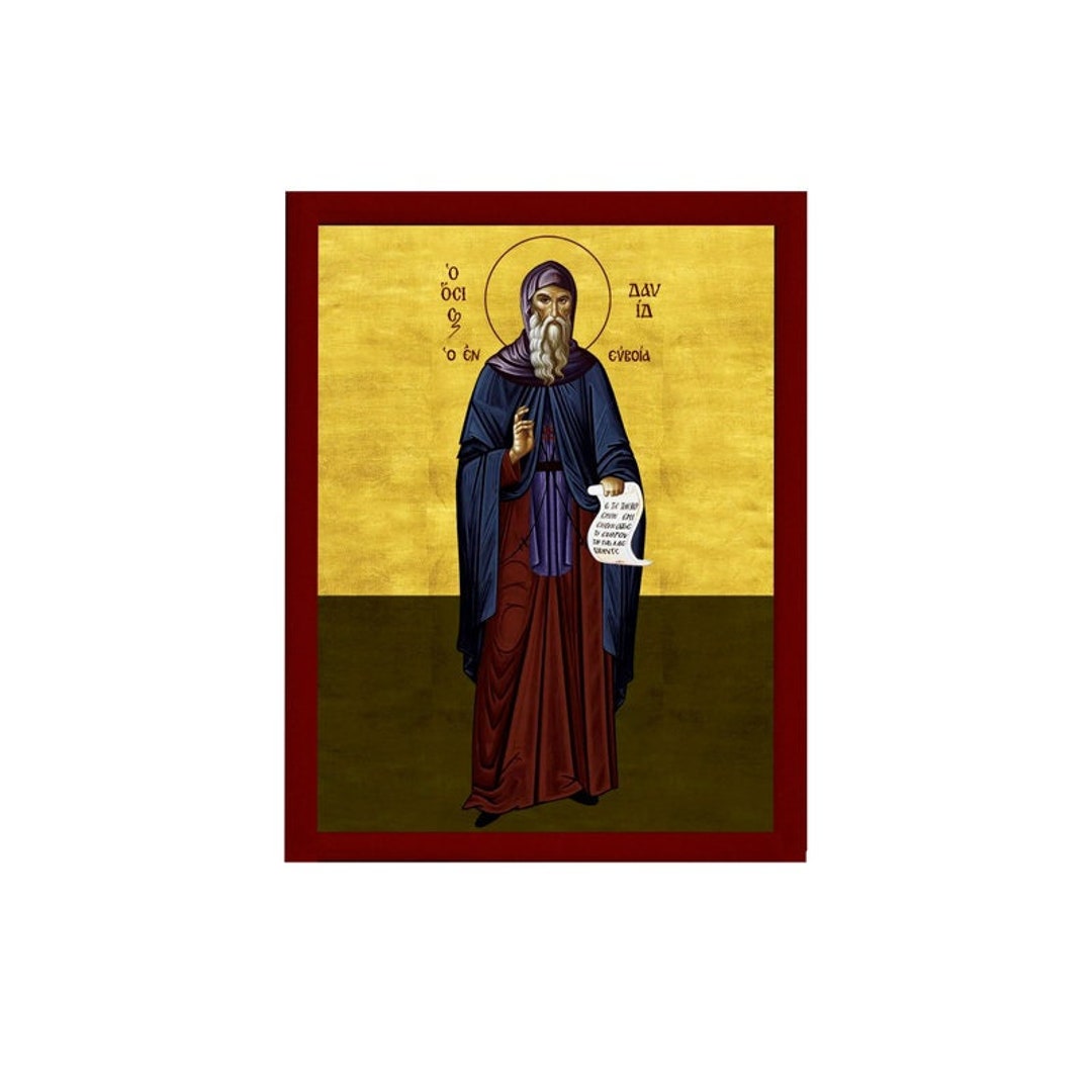 Saint David Icon, Handmade Greek Orthodox Icon St David of Euboea ...