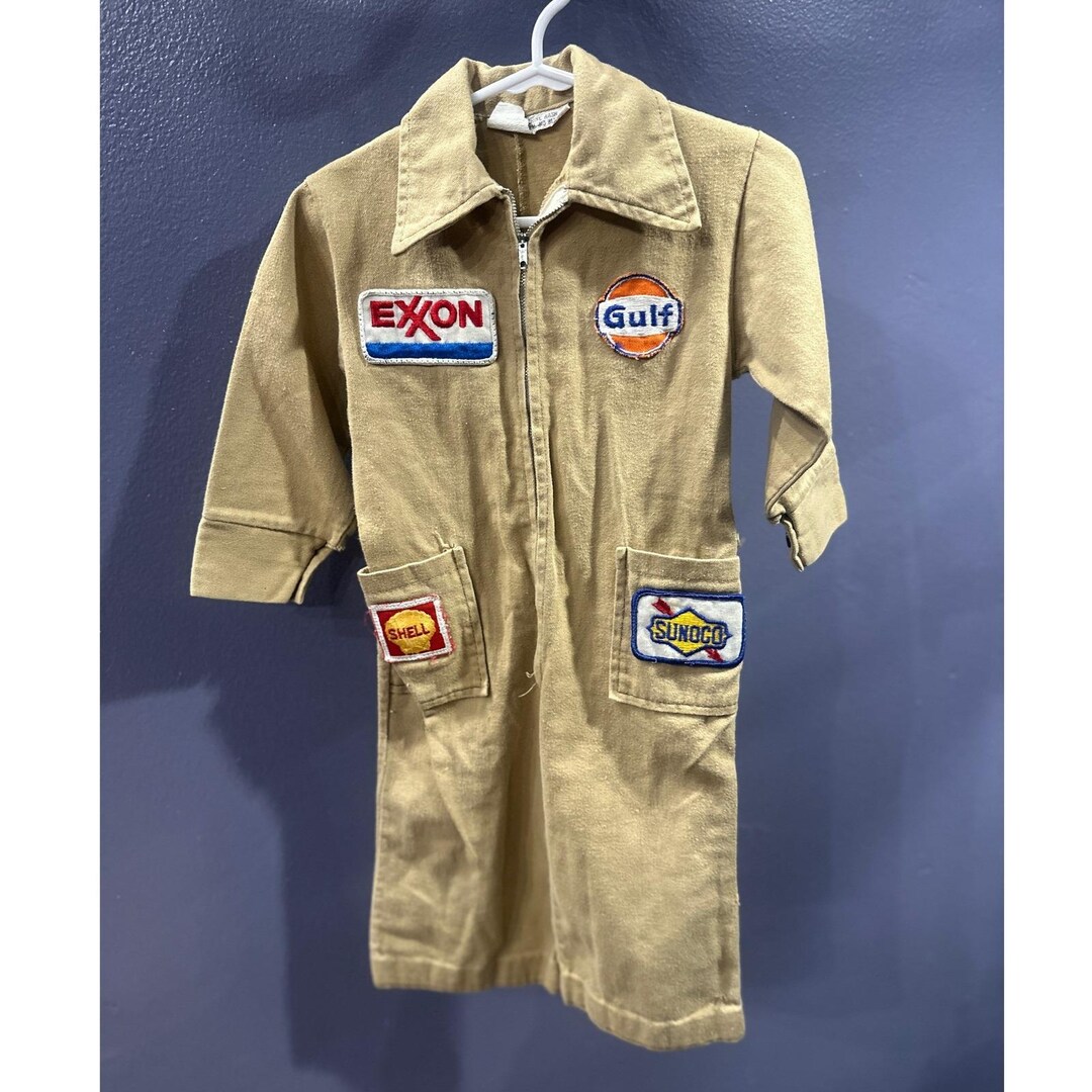 Kids 1960s Mechanic Jumpsuit Exxon Gulf Shell Sunoco Patches Petroliana ...