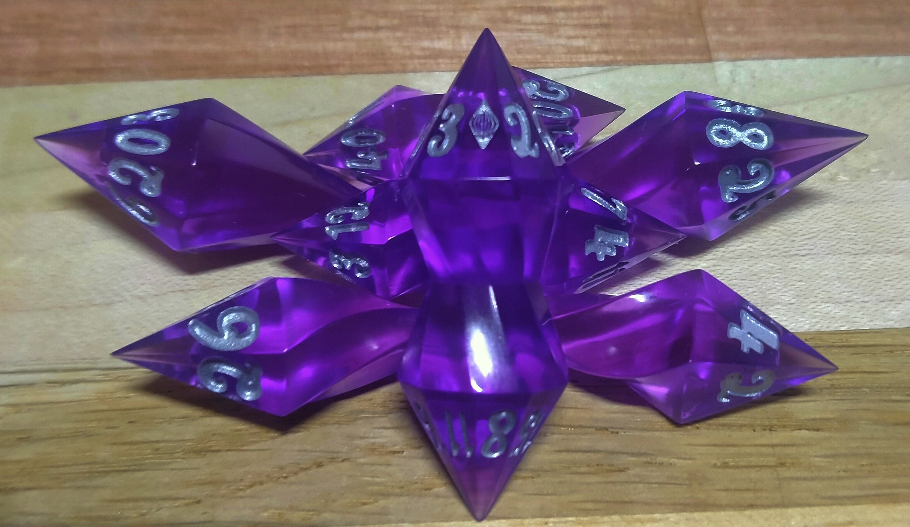 Dnd Dice Purple Spiral 7 Pc Handmade Dice Set - Etsy UK