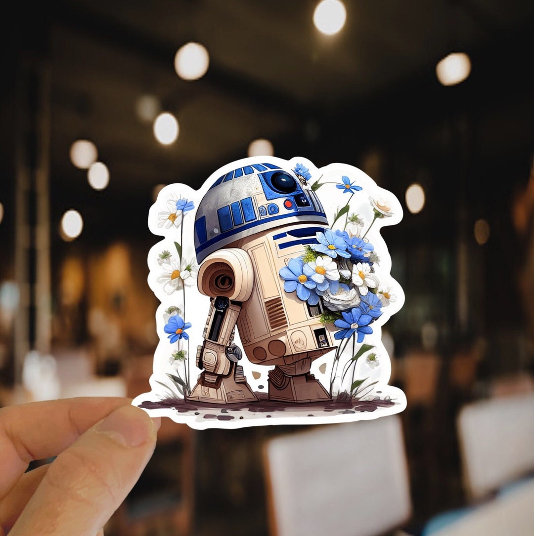 R2D2 With Flowers, R2D2 Sticker, R2D2, Star Wars Sticker, Flowers ...