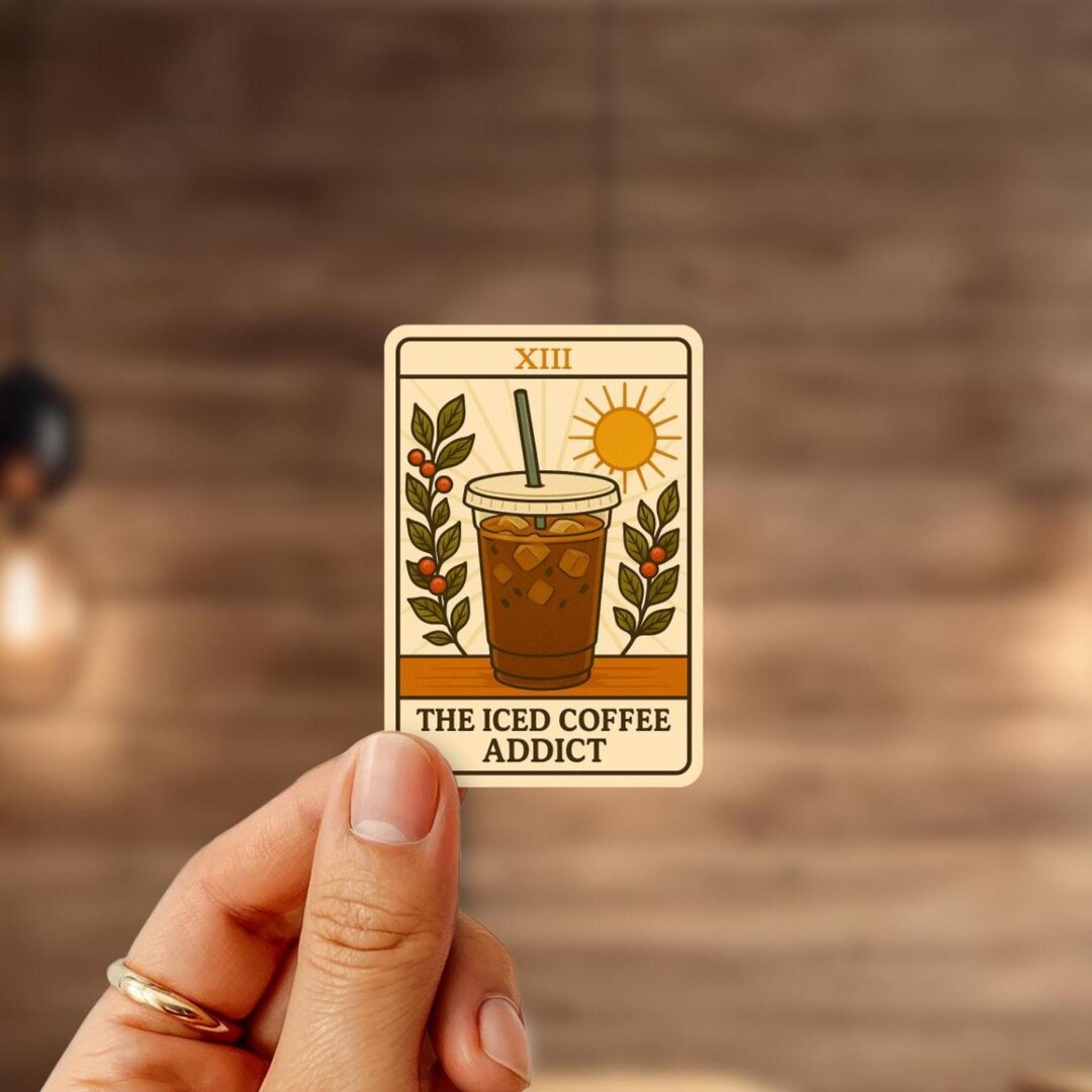 The Iced Coffee Addict Sticker | Coffee Tarot Card Sticker | Iced ...
