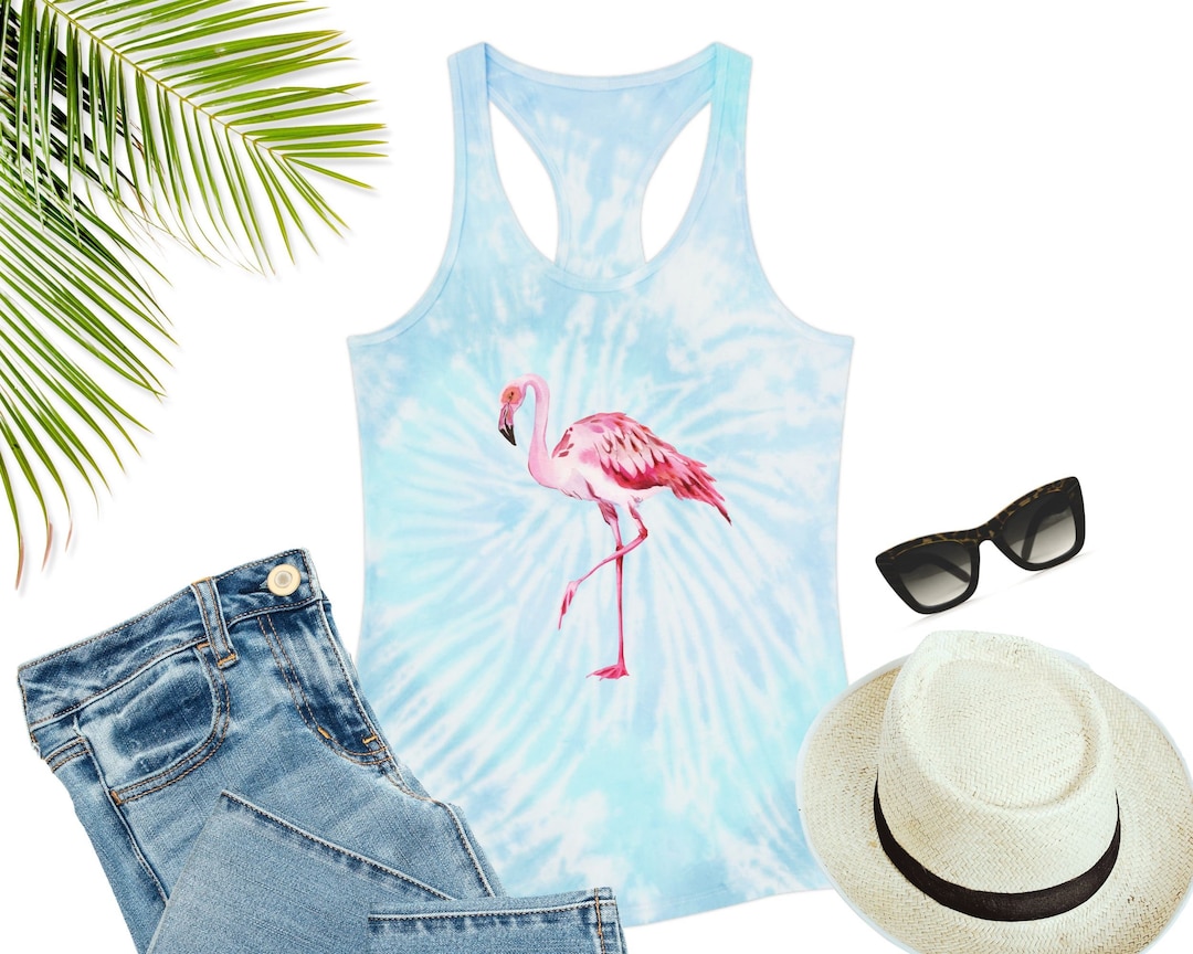 Flamingo Shirt Tie Dye Tank Top Flamingo Tank Hippie Boho Shirt Pink ...