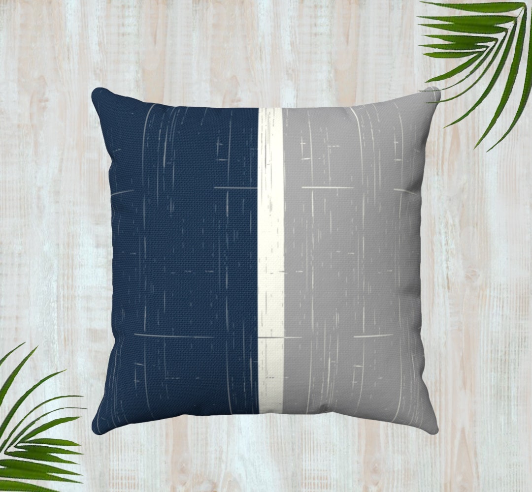 Color Block Pillow Cover, Modern Home Decor Minimalist Pillow Navy and ...