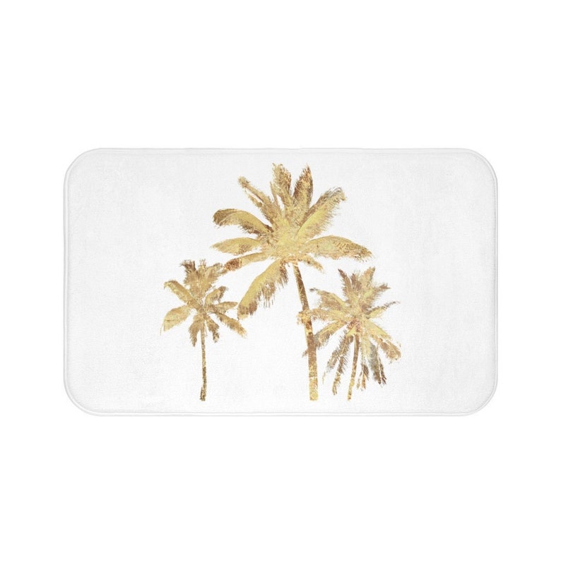 Palm Tree Decor Bath Mat Coastal Decor Beach Palm Tree Print Bath Rug ...