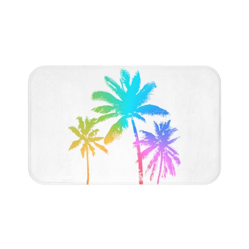 Palm Tree Decor Bath Mat Beach Decor Coastal Decor Beach Bathroom Mat ...