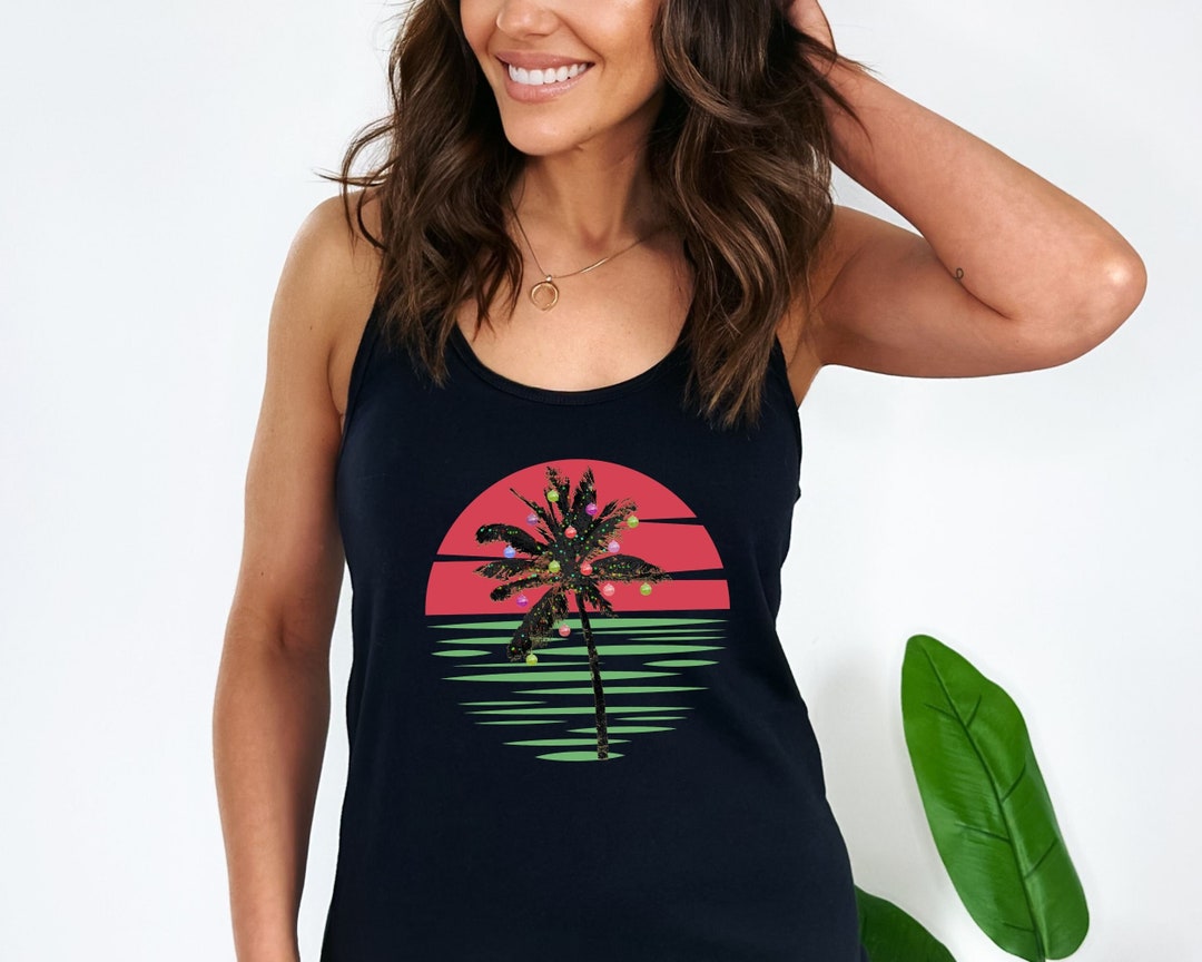 Coastal Christmas Tank Beach Christmas Tank Top Hawaiian Christmas Palm ...