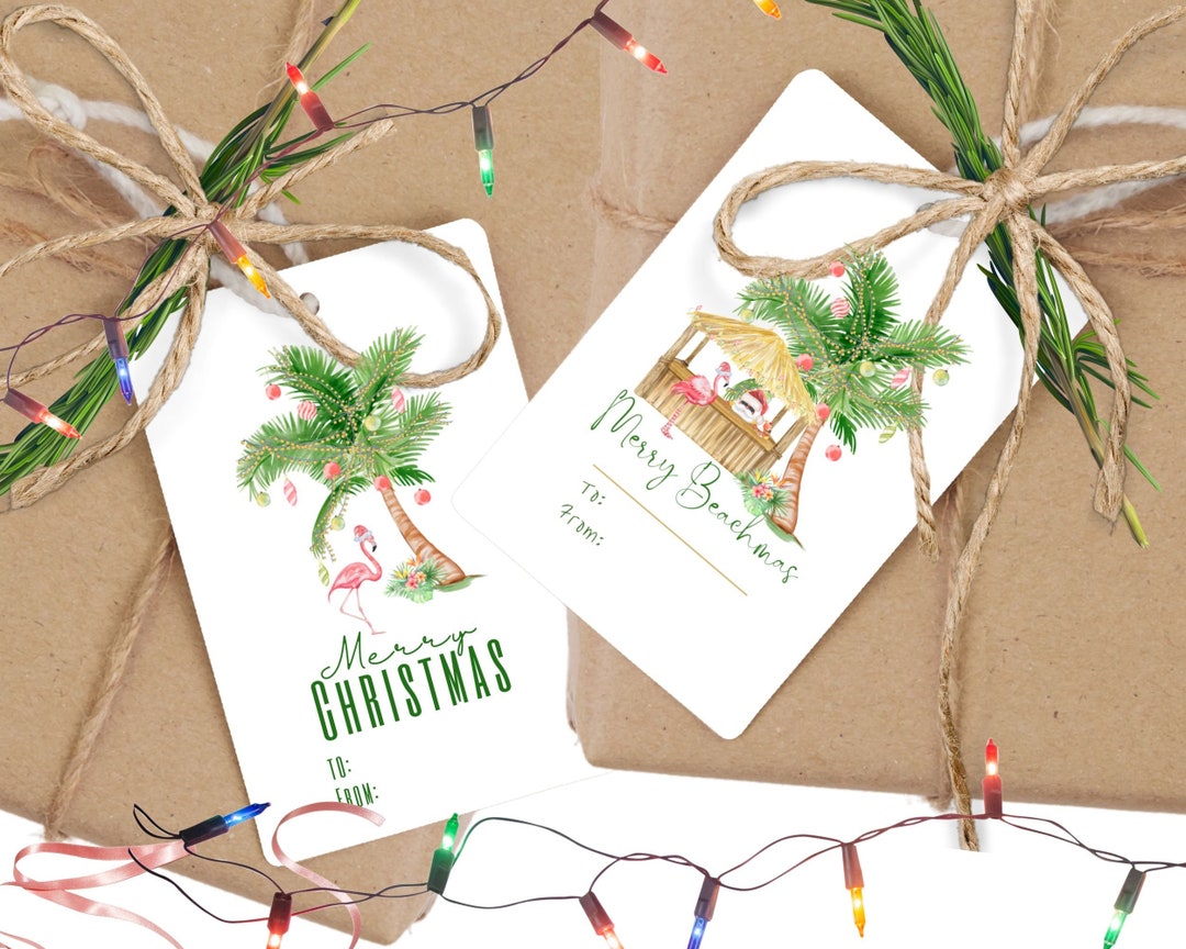 Tropical Christmas Tree Gift Tags, to From Gift Tag Printable ...