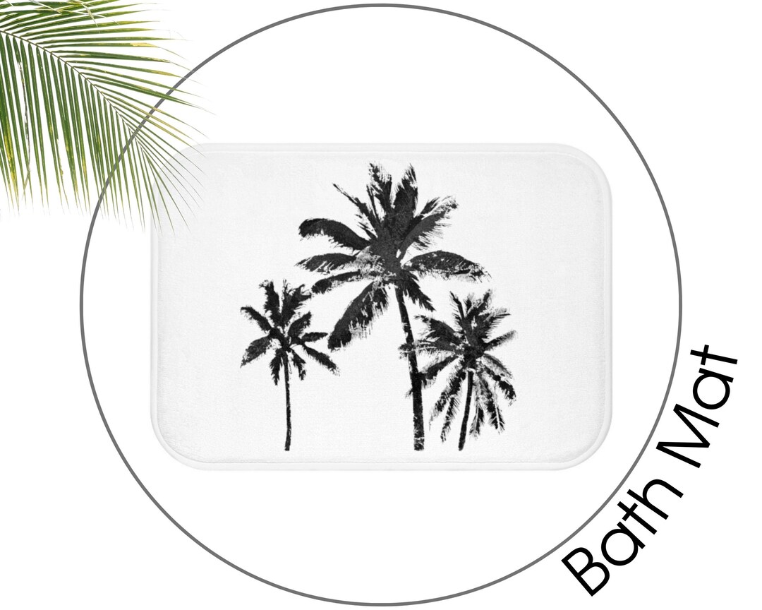 Palm Tree Bath Mat Beach Decor Coastal Decor Beach Bath Rug - Etsy