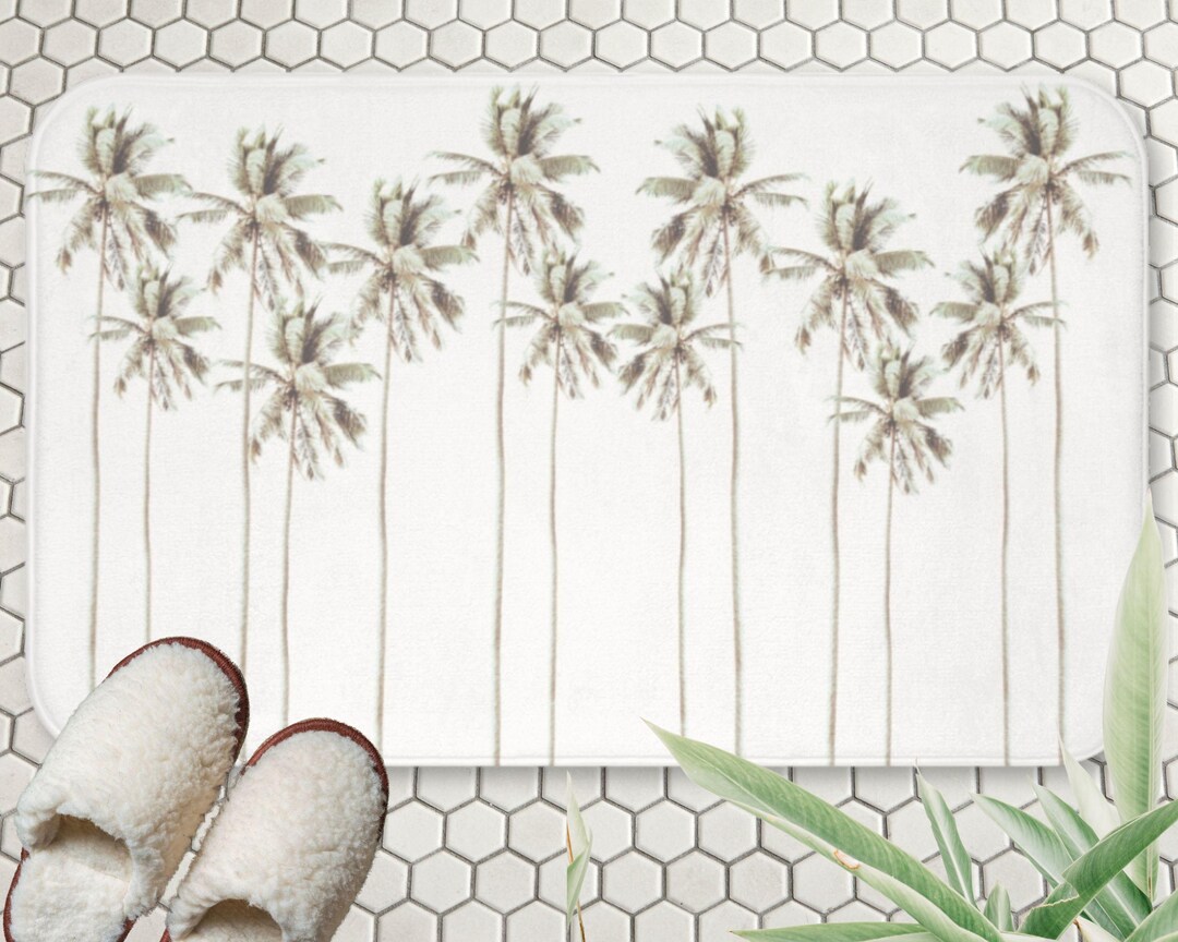 Palm Tree Bath Mat Beach Decor Coastal Bathroom Beachy Room Decor ...