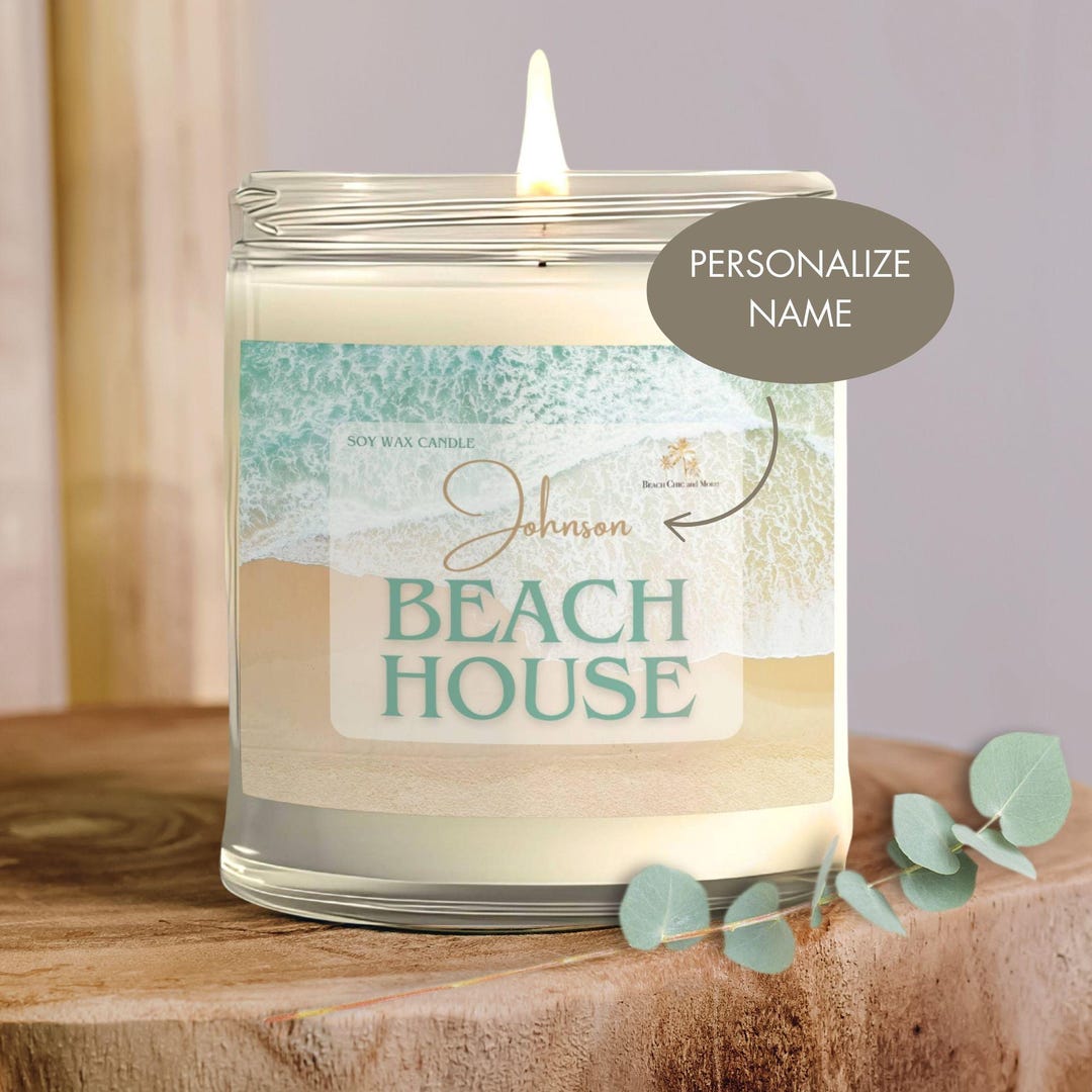 Custom Beach House Candle Personalized Ocean Candle Beach House Decor ...