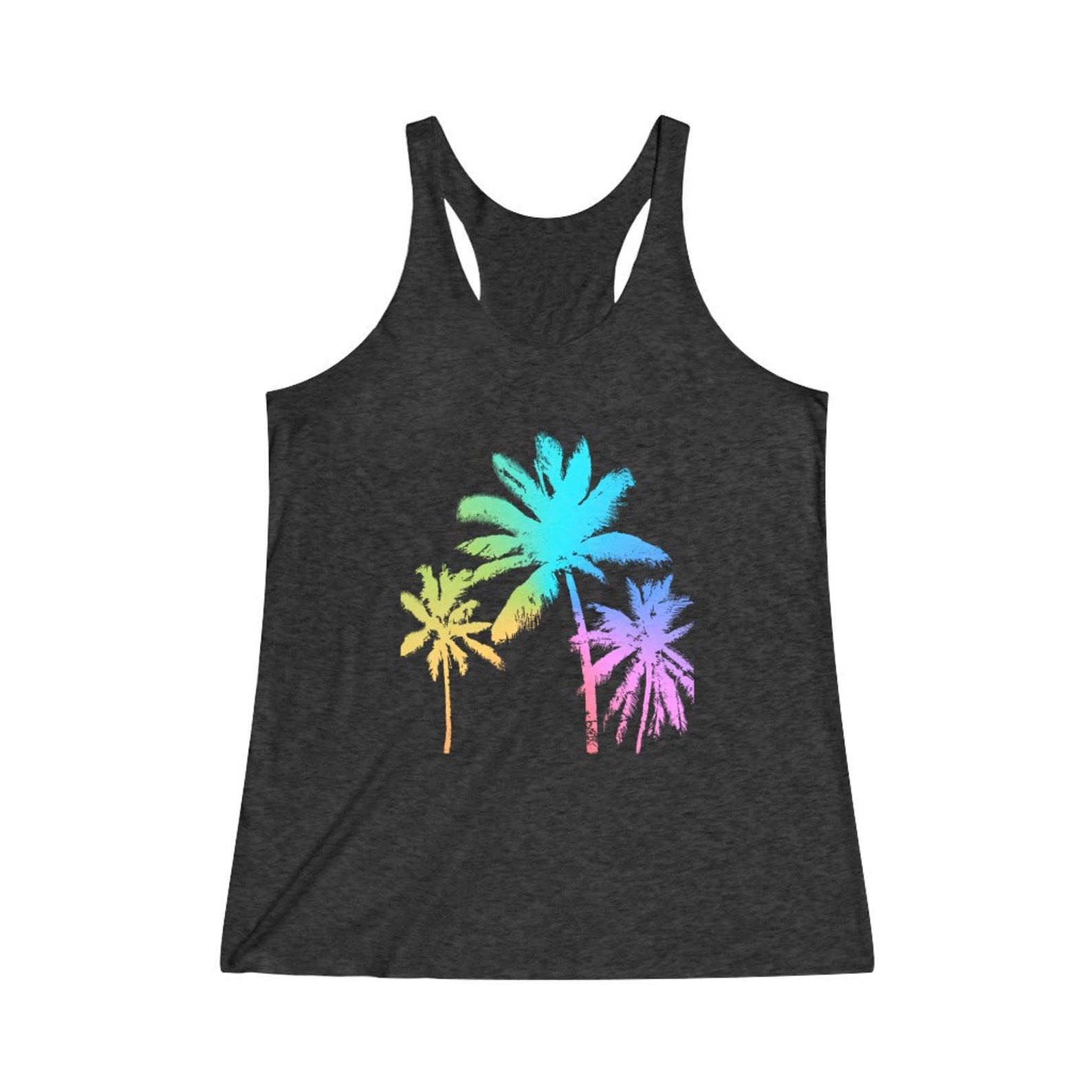 Palm Tree Tank Top Tri-blend Shirt Beach Tank Top Beach - Etsy
