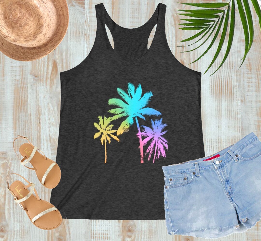 Palm Tree Tank Top Tri-blend Shirt Beach Tank Top, Beach Lovers Gift ...