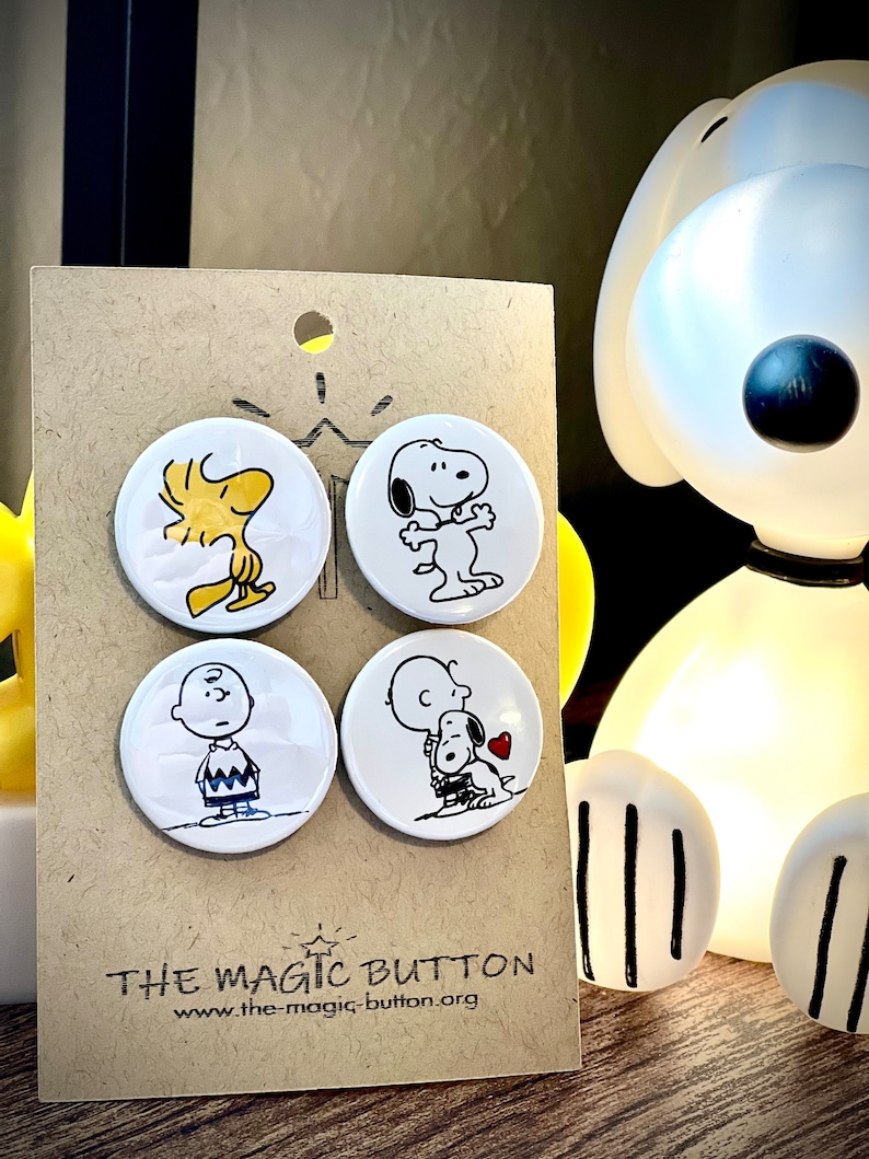 Peanuts Snoopy Charlie Brown 1.25 4 Pack Button Pin - Etsy
