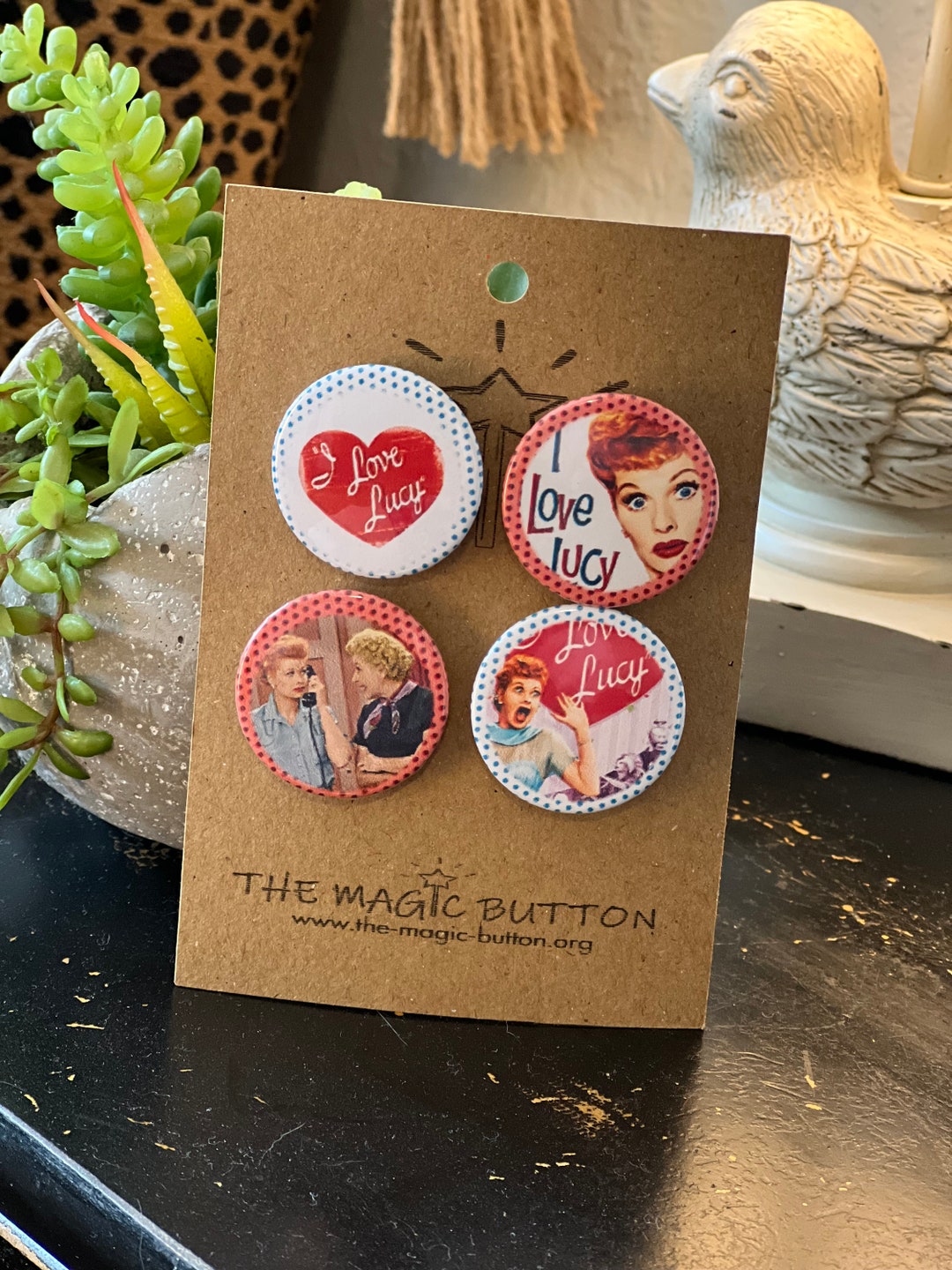 I Love Lucy 1.25" Button Pins, Magnets or Keychains, Retractable Badge ...