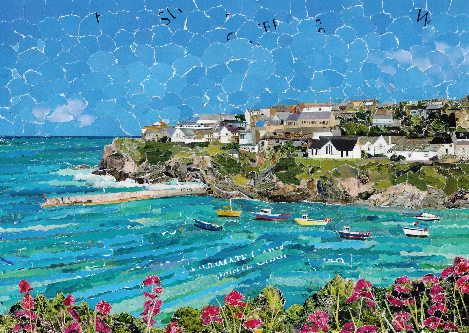 Port Isaac Cornwall Paper Collage Art Junk Mail Art. | Etsy