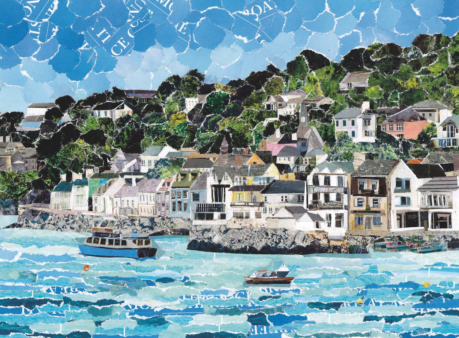 St Mawes, Cornwall, Paper Collage Art, Junk Mail Art. - Etsy