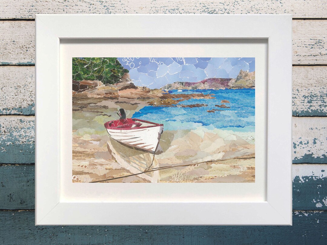 Bryher Boat Print: Isles of Scilly Paper Collage Art - Etsy