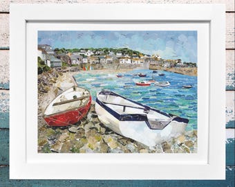 Mousehole Harbour Cornwall Original Watercolour Painting 15 X 10 Inches ...