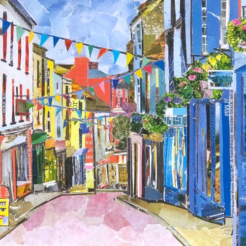 Falmouth High Street Cornwall Paper Collage Art Mixed | Etsy